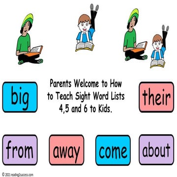 Parents Welcome to How to Teach Kids Sight Word Lists 4, 5 and 6 ...