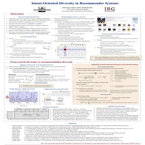 SIGIR 2011 Poster - Intent-Oriented Diversity in Recommender Systems | PDF
