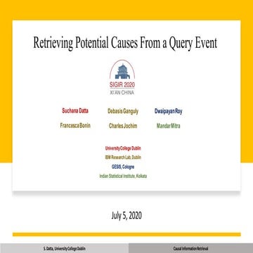 Retrieving Potential Causes from a Query Event - presented in SIGIR 2020 | PDF