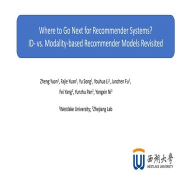 Where To Go Next For Recommender Systems Id Vs Modality Based Recommender Models Revisited Ppt 9496