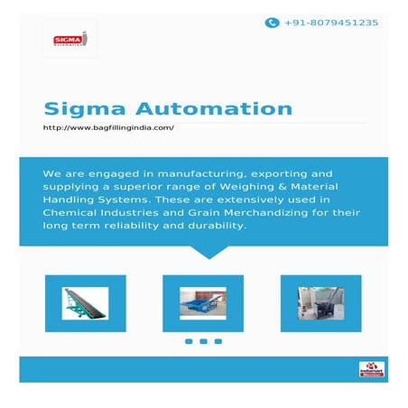 Sigma Automation, Ahmedabad, Weighing & Material Handling Systems | PDF