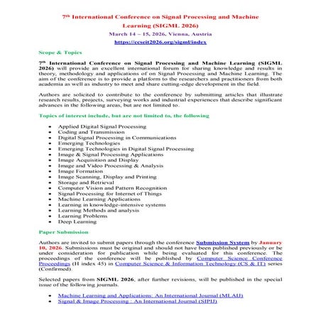 7th International Conference on Signal Processing and Machine Learning ...