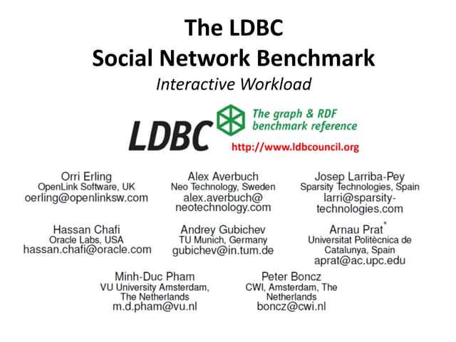 The Ldbc Social Network Benchmark Interactive Workload Sigmod 2015 Ppt