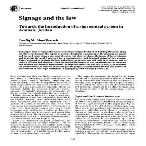 Signage and the law towards the introduction of a sign control system ...