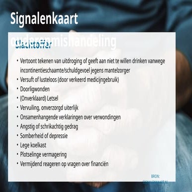 De signalenkaarten van ouderenmishandeling | PPT