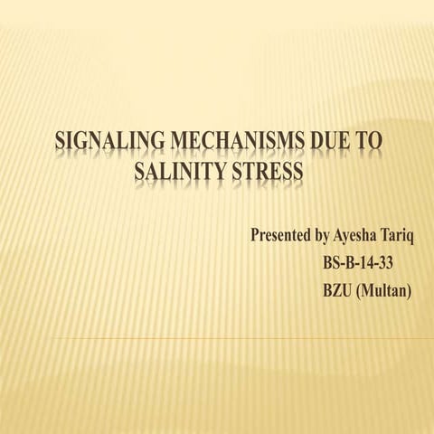 Signaling mechanisms due to salinity stress | PPTX