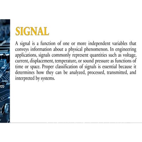 Understanding Signals: Classification and Applications in Engineering | PDF