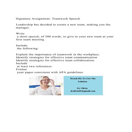 Signature Assignment Teamwork SpeechLeadership has decided to.docx