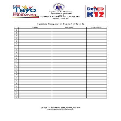 Signaturecampaignkto12 | DOCX