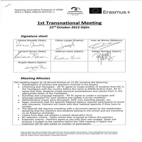 Signature sheet and meeting minutes | PDF