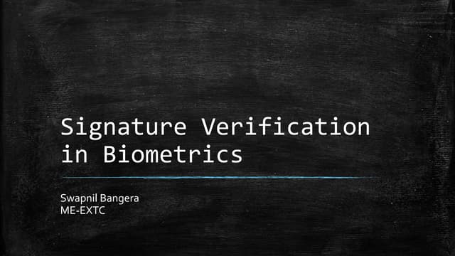 Signature Verification In Biometrics Ppt