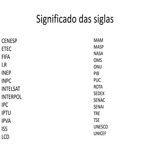 Significado das siglas | PPTX