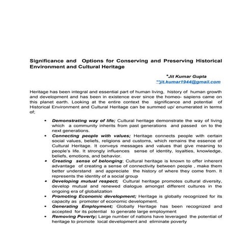 Significance and Options for Preserving Historical Environment and ...
