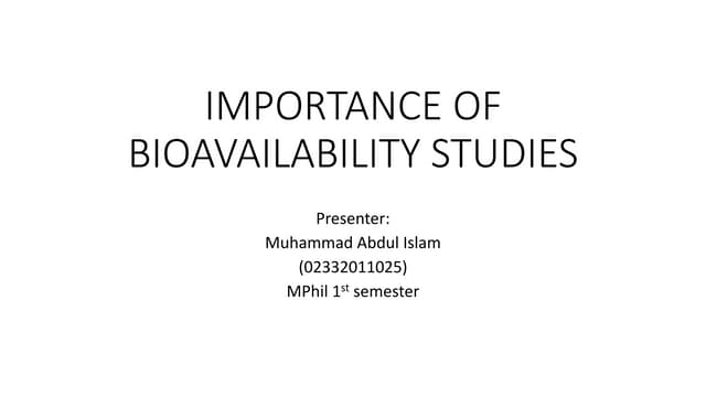 Factors Affecting Bioavailability Pptx