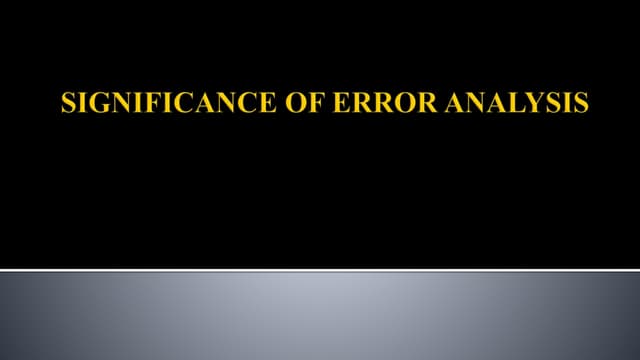 Error Analysis | PPTX