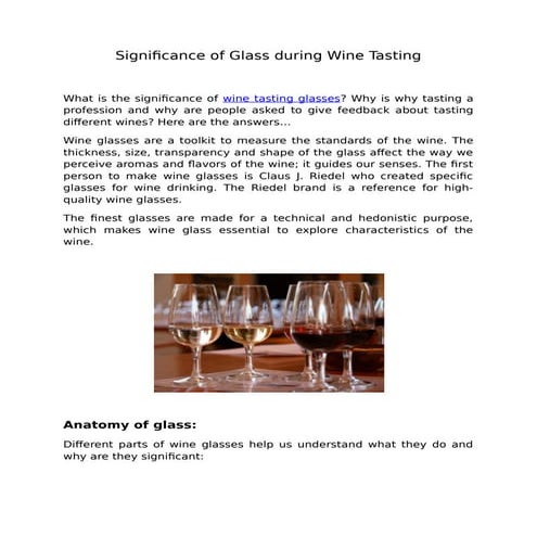 Significance of glass during wine tasting | PDF