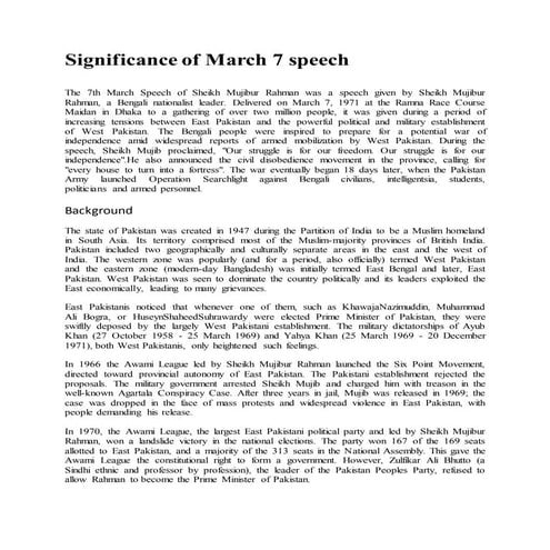 Significance of march 7 speechd | PDF