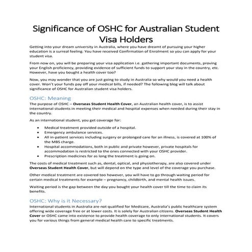 Significance of OSHC for Australian Student Visa Holders.docx