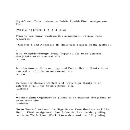 Significant Contributions to Public Health Final Assignment Part | DOCX