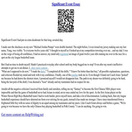 Significant Event Essay | PDF