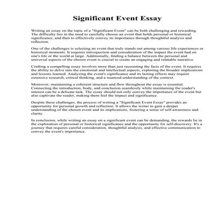 Significant Event Essay. Rollins College | PDF