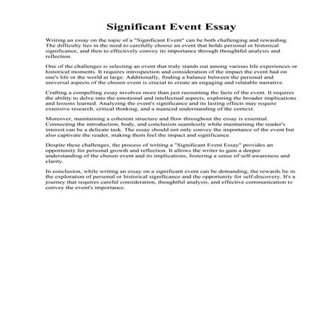 Significant Event Essay | PDF