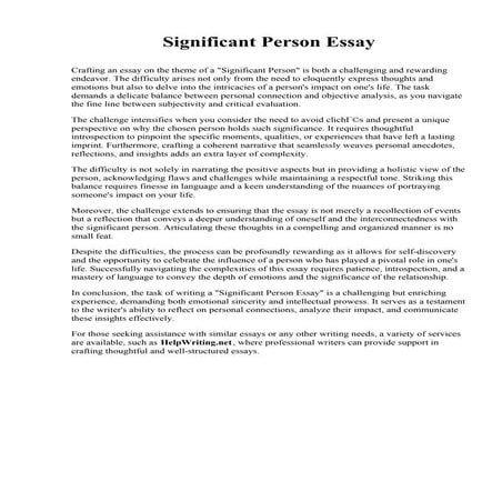 Significant Person Essay. Anne Arundel Community College | PDF