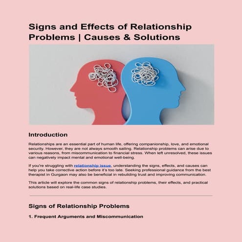 Signs and Effects of Relationship Problems | Causes & Solutions | PDF