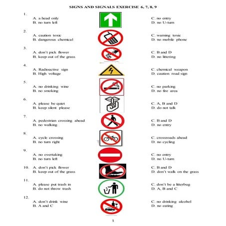Signs and signals exercise 6789 hvn-thang 10-2017 | DOCX | Travel