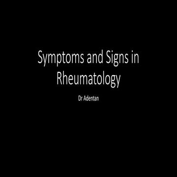 Signs and Symptoms in Rheumatology | PPTX