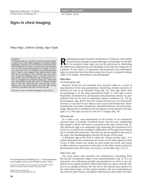Signs in Chest Xray | PPTX | Lung and Respiratory Health | Diseases and ...