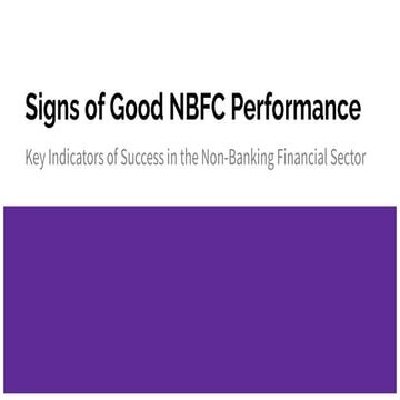 Signs of Good NBFC Performance | PDF