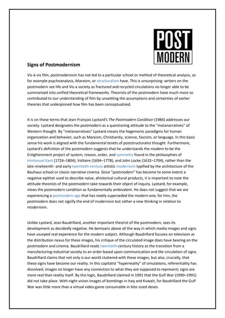Postmodernism mind map | PDF