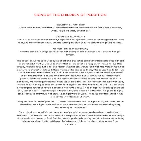 Signs of the children of perdition | PDF
