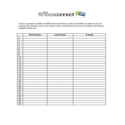 Signup Sheet for e-fitness newsletter | PDF