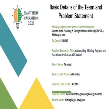 Smart india hackthon Ai chatbot for data mining | PPTX