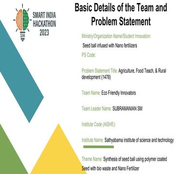 SIH Seedball problem statement presentation | PPTX