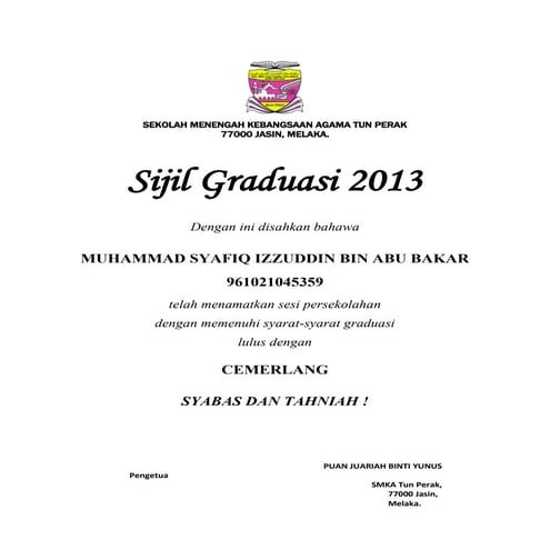 Sijil Graduasi SPM | DOCX