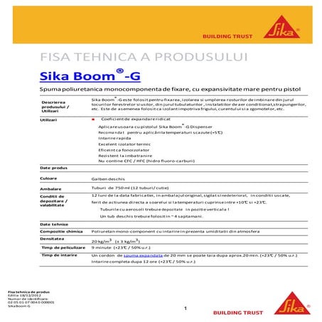 Sika boom G - Fisa tehnica | PDF