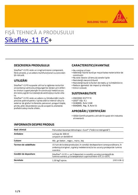 Sika top seal 107 (gri)-Fisa Tehnica | PDF