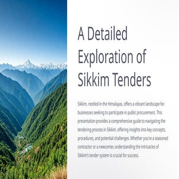 "Sikkim Tenders: Fueling Development Dreams" | PPTX
