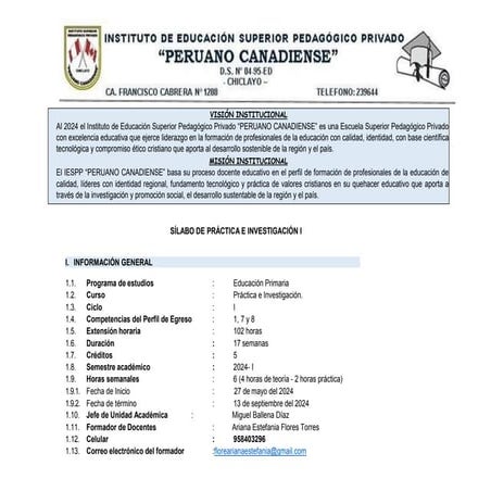 SILABO DE INVESTIGACION Y PRACTICA 2024- PCDSSASSS | DOCX ...