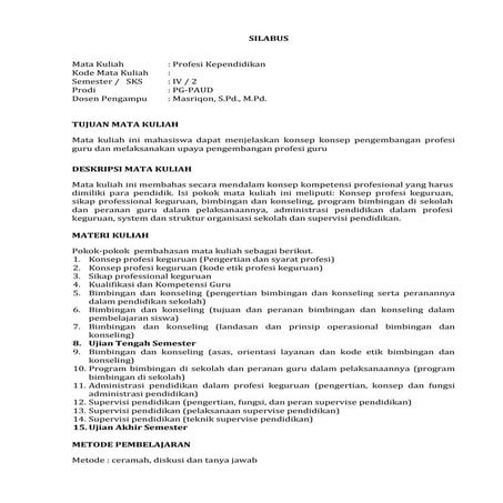Silabus profesi kependidikan | DOCX