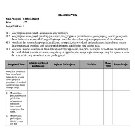 Silabus dan sistem penilaian | DOC