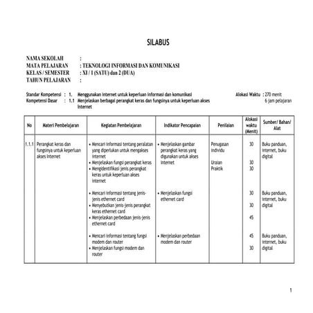 Silabus tik-sma-xi | DOC