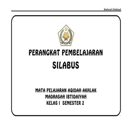 Silabus akhlak kelas 1 smt 2 | PPT