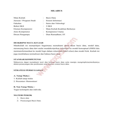 Silabus Basis Data | PDF