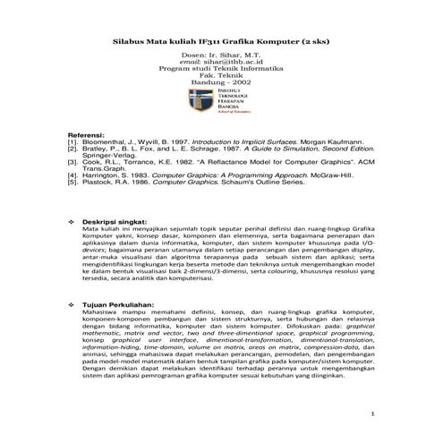 Silabus Grafika Komputer sns | PDF