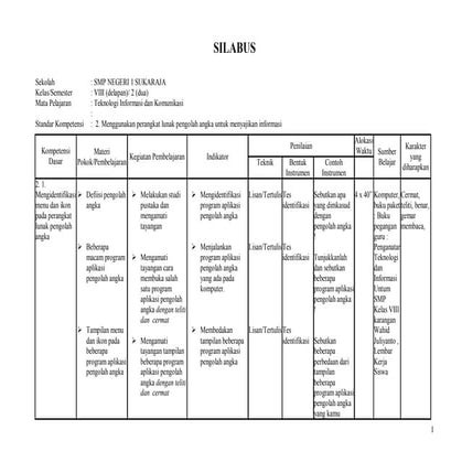 Silabus kelas 8 semester 2 | PDF