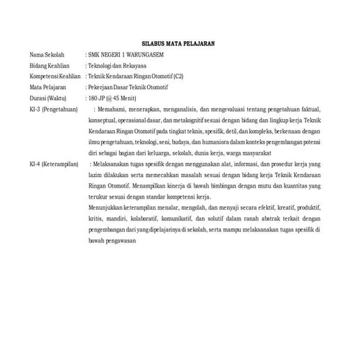 Silabus pdto 2020 | DOCX